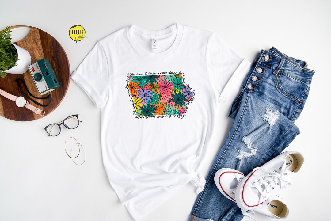 State of Iowa Shirt, Iowa Floral Shirt, Iowa State Shirts, Iowa State ...