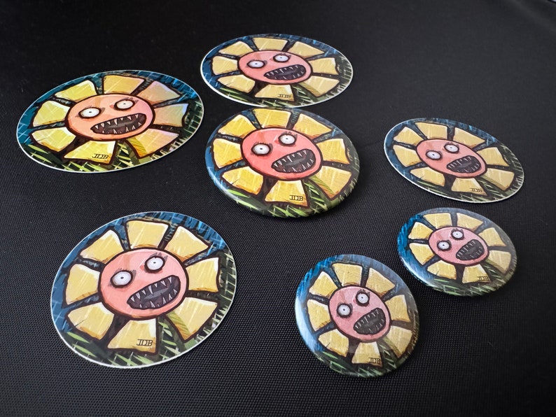 Sick Flower Vinyl Sticker and Button Pack the Art of JDB Psychedelic ...