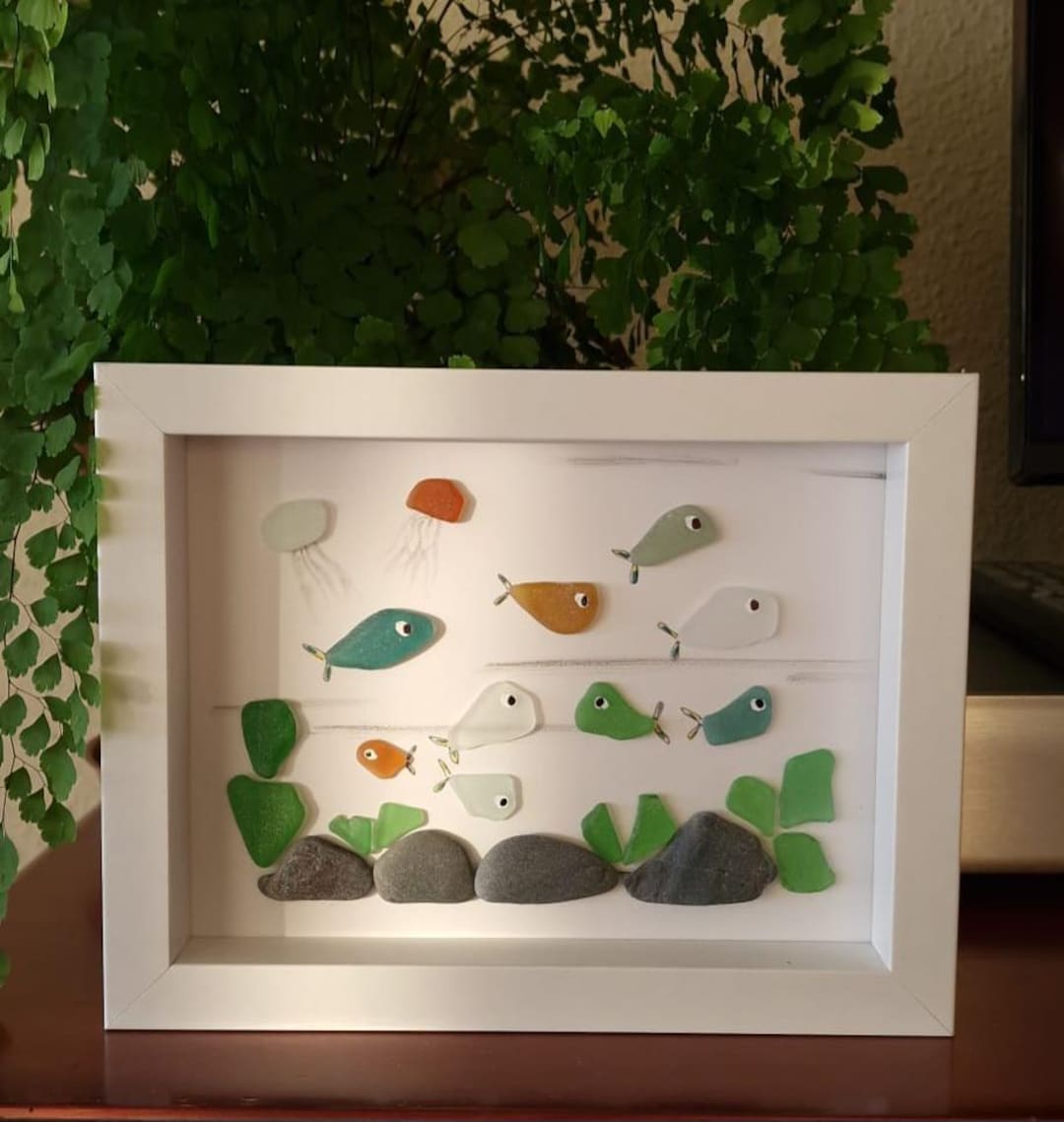Sea Glass Art, Sea Glass Fish, Sea Glass Art Framed, Pebble Art Picture ...