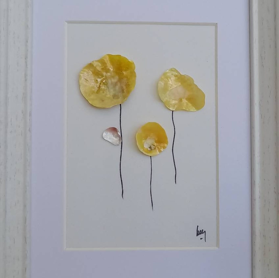 Sea Glass Flowers Art With Sea Glass Picture With Sea Glass Etsy
