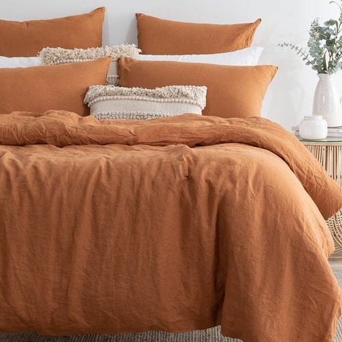 Cinnamon Color Rust Cotton Duvet Cover / Rust Color Washed - Etsy Canada