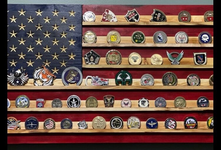 Wooden American Flag Challenge Coin Display Military Challenge Coin ...