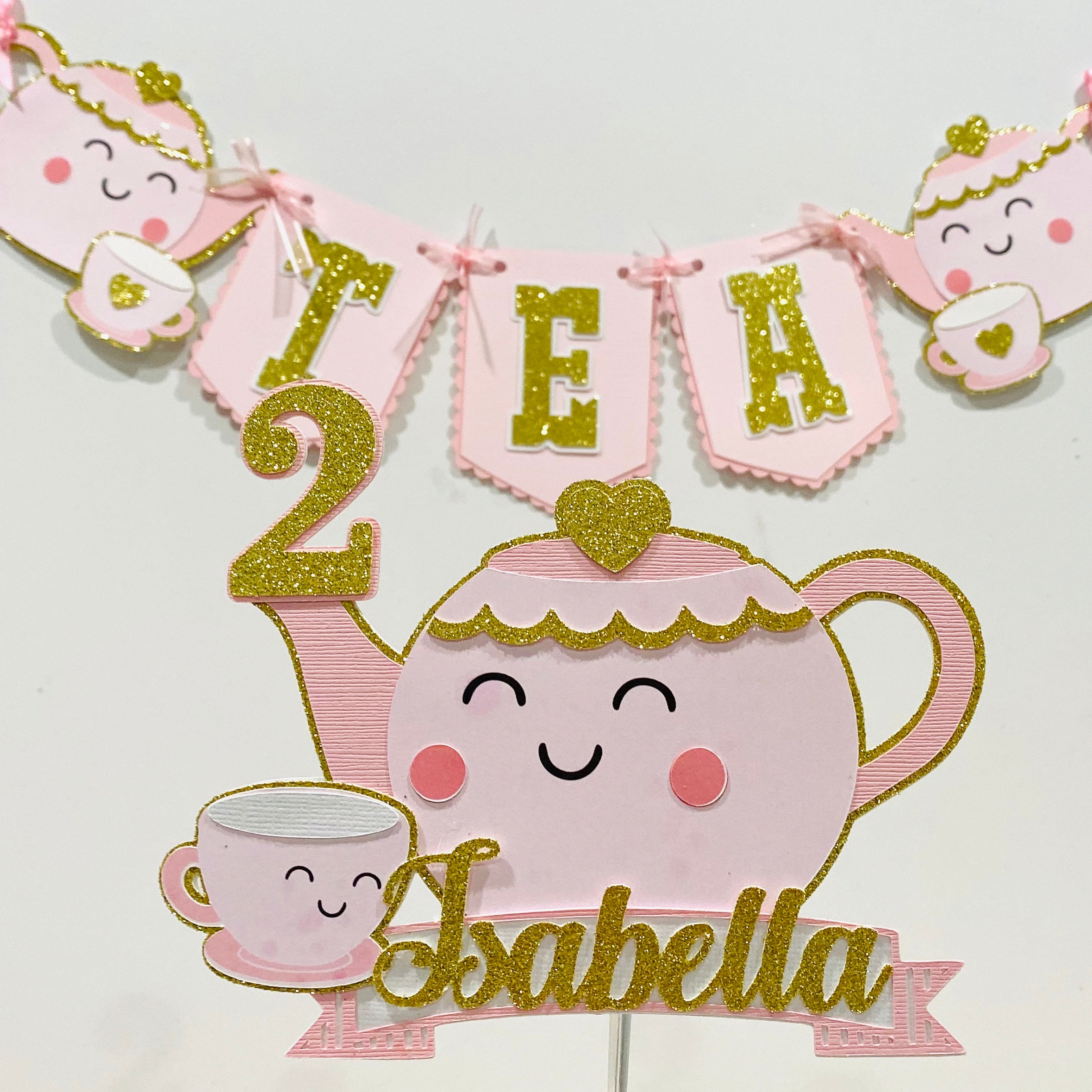 Tea for Two Personalized Cake Topper Tea Party Cake Topper - Etsy
