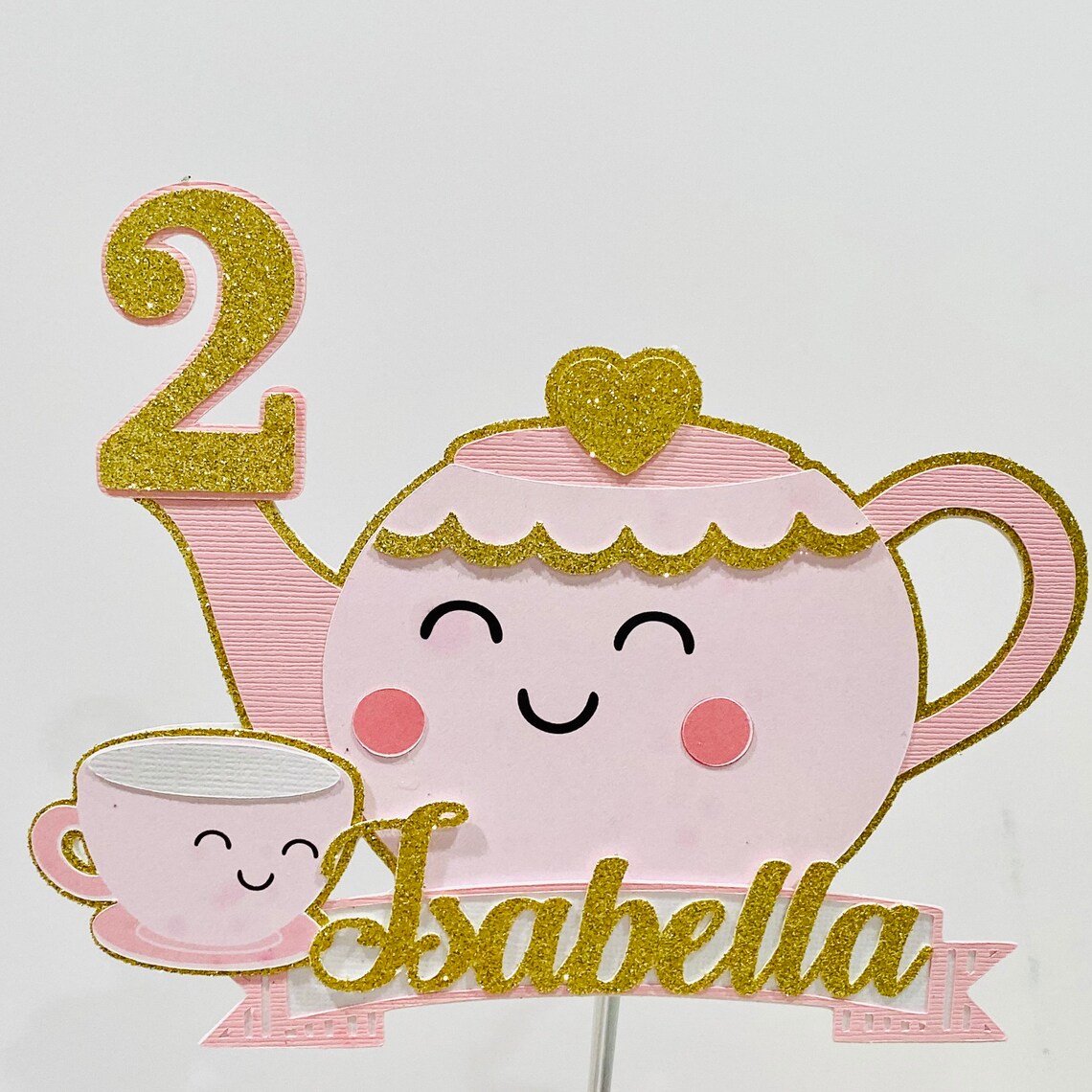 Tea for Two Personalized Cake Topper, Tea Party Cake Topper, Teapot ...