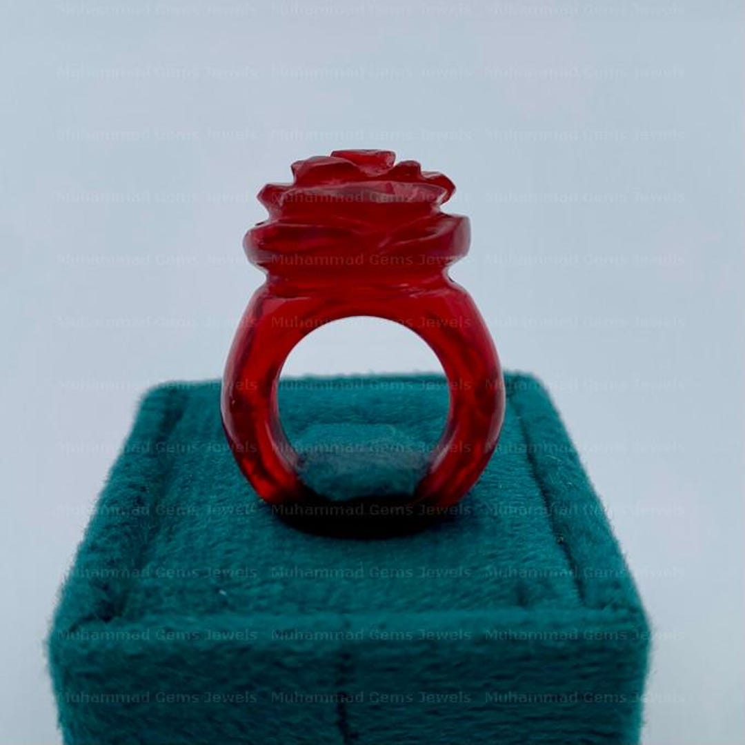 Hand-carved Ruby Rose Ring, Red Gemstone Flower Ring, Handmade Ruby ...
