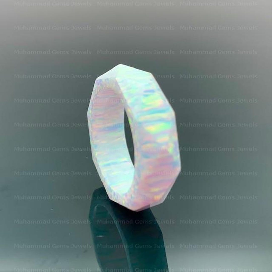 AAA+ Solid Opal Ring, Thin White Opal Band, Bello Opal, Urban Obsidian ...