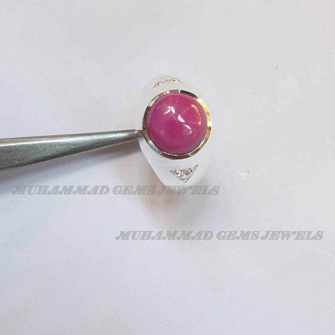 Ruby Star Ring in 14k White Gold Man Ring, Handmade Silver Ring ...