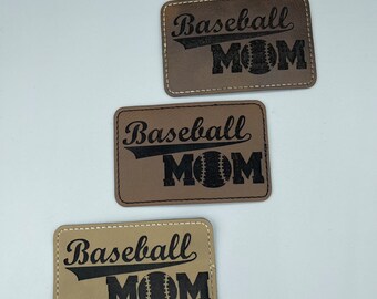 Baseball Mom Leatherette Hat Patch With Adhesive Backing - Etsy