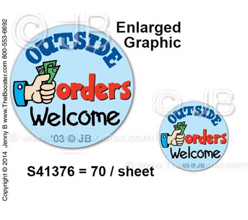 Outside Orders Welcome Bag of 100 Sheets of SALES STICKERS Identify ...