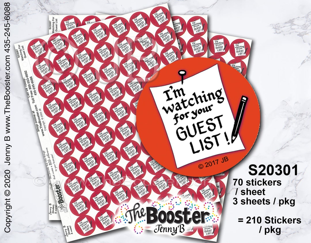 Watching Guest List HOST STICKERS Coaching / Instructions / - Etsy UK
