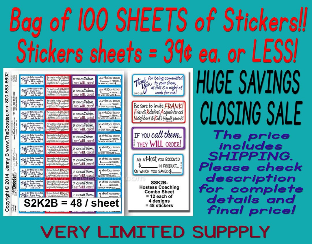 Have Happy Hosts Bag of 100 Sheets of Combo B HOST STICKERS Coaching ...
