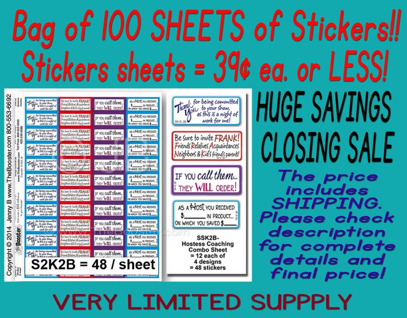Have Happy Hosts Bag of 100 Sheets of Combo B HOST STICKERS Coaching ...