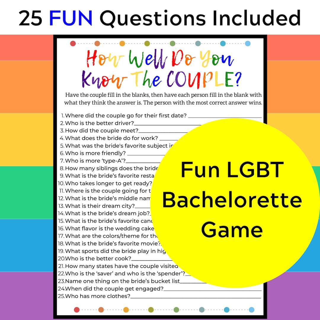 Do YOU Know the Couple, Lesbian Bachelorette Party Game, Fun LGBTQ+ ...