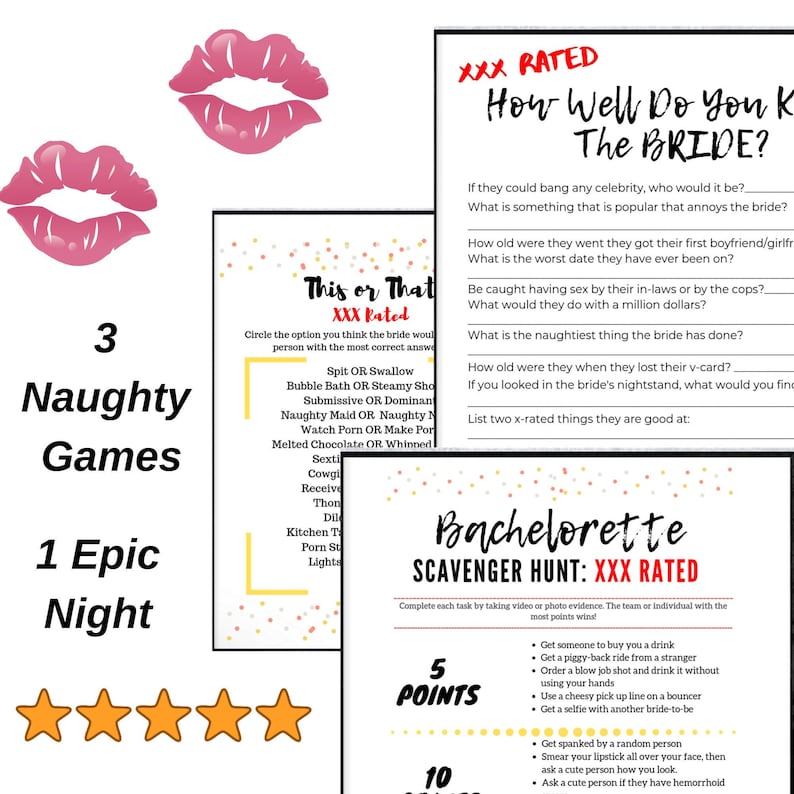 3 Dirty Bridal Shower, Naughty Hen Party, X Rated Dirty Bachelorette ...