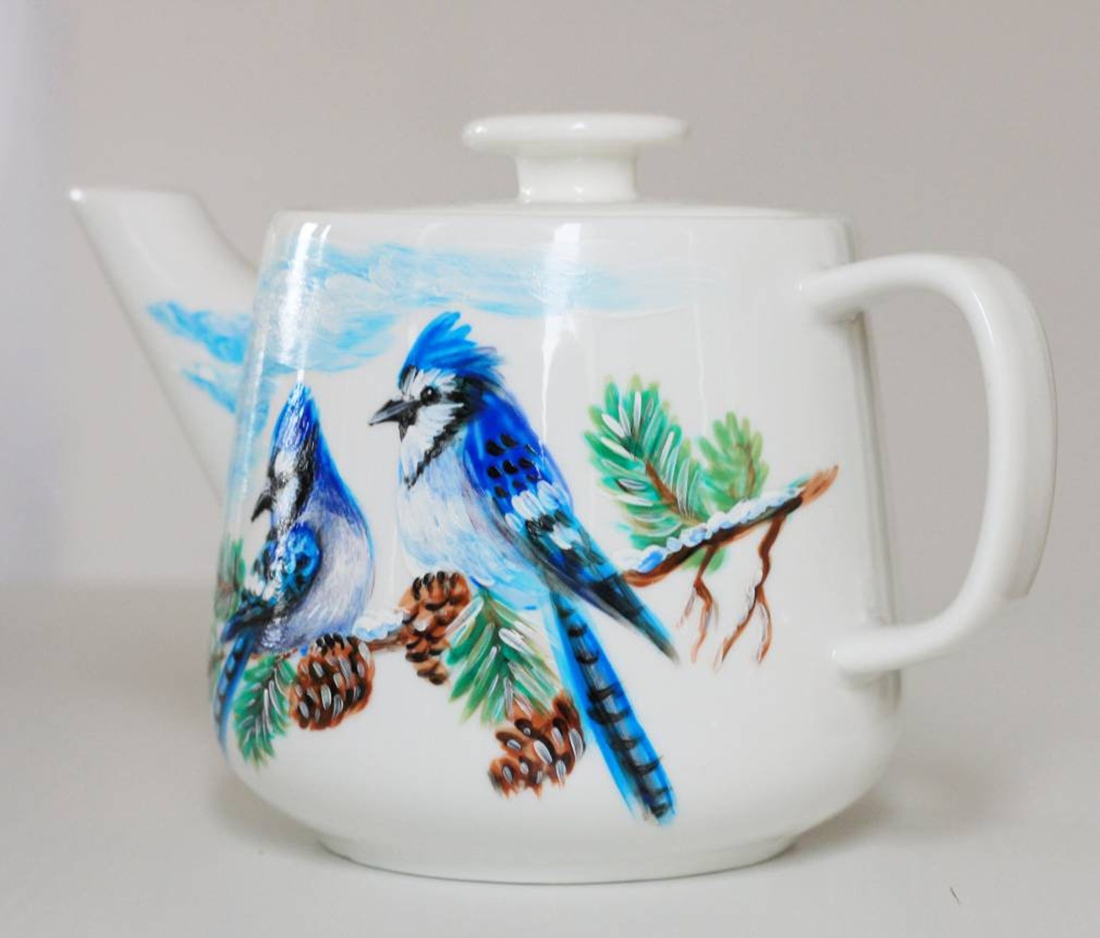 Bird Ceramic Teapot Personalised Tea Pot With Blue Jay Wedding - Etsy UK