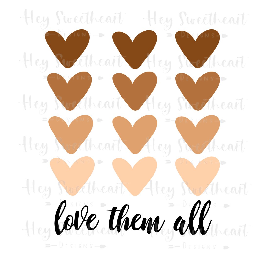 Love Them All Skin Color Hearts Brown Tan Nude Clip Art - Etsy