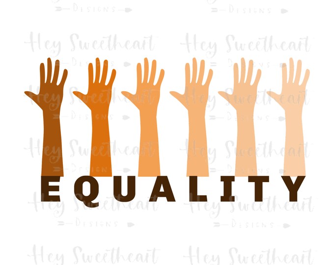 Equality Skin Color Shades Raised Arms Clip Art Digital Download PNG ...