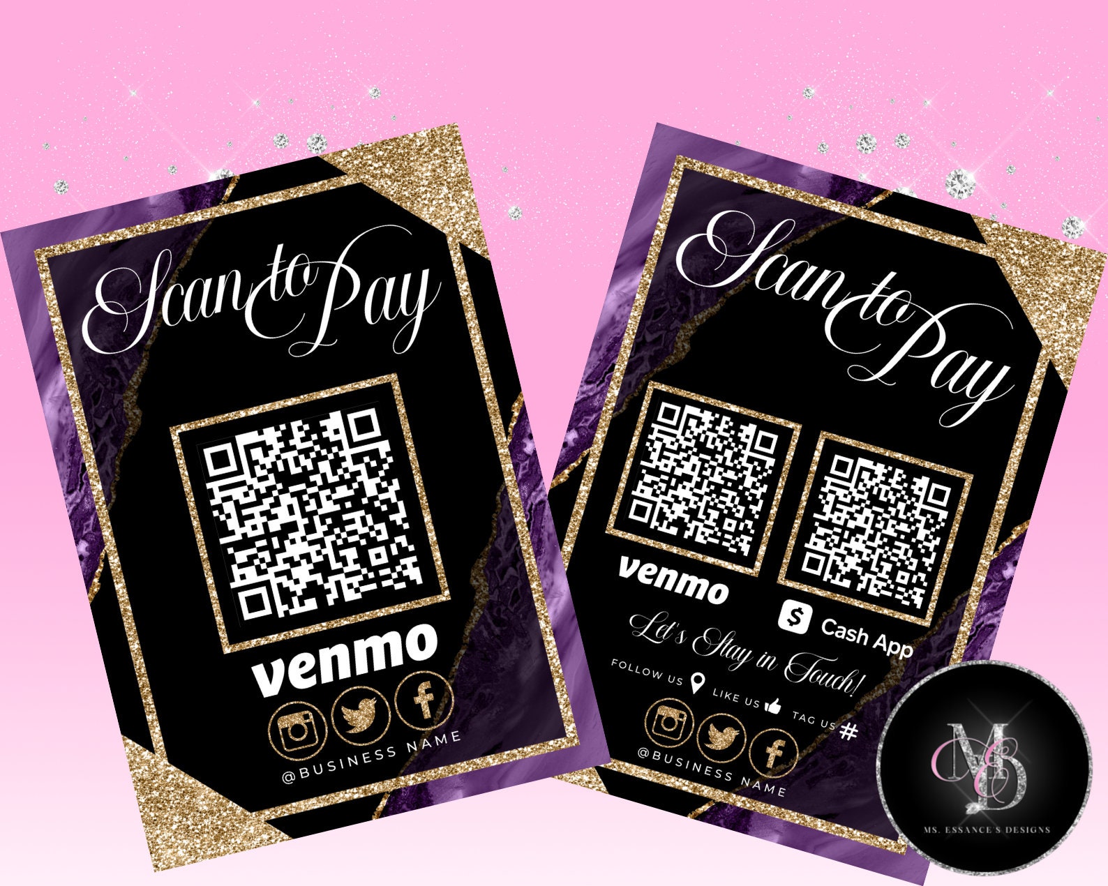 10 QR Code Templates DIY QR Code Signs Cashapp Sign | Etsy