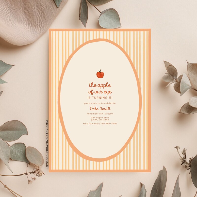 Apple Birthday Invitations - Etsy