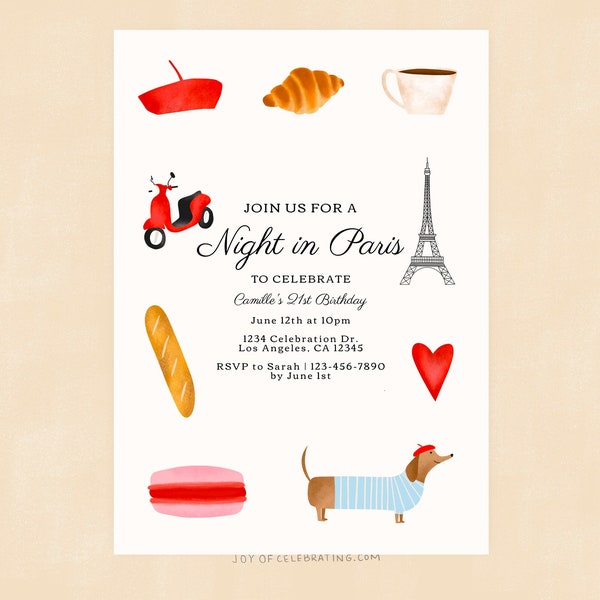 Paris Themed Invitations - Etsy