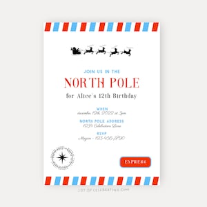North Pole Express Invite for Christmas Holiday Party, Kids North Pole ...