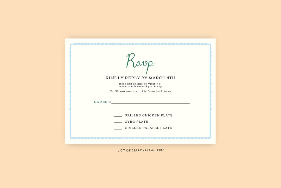 Italian Frolic Beautiful Minimalist Wedding RSVP Card, Handwritten ...