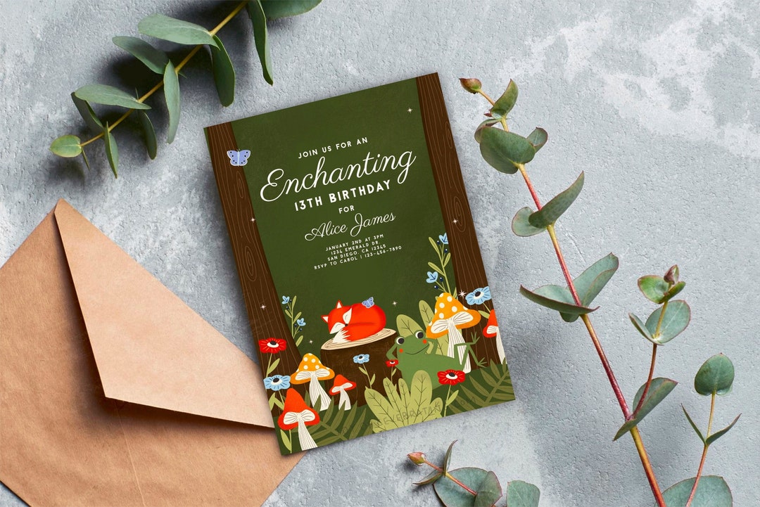 Enchanted Forest | Cute Young Forest Woodland Creature Party Invitation ...