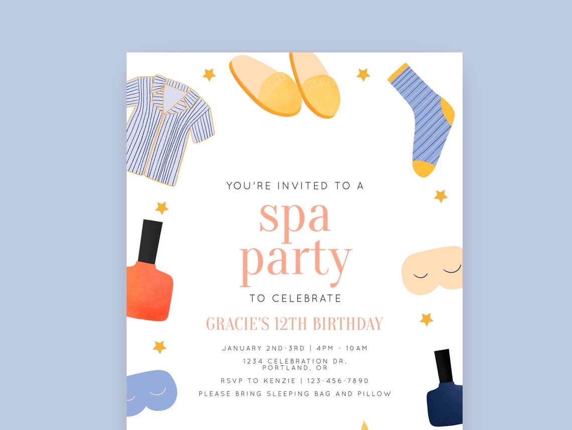 Spa Party | Modern Cute Spa Slumber Party Invitation for Kids, Teens ...