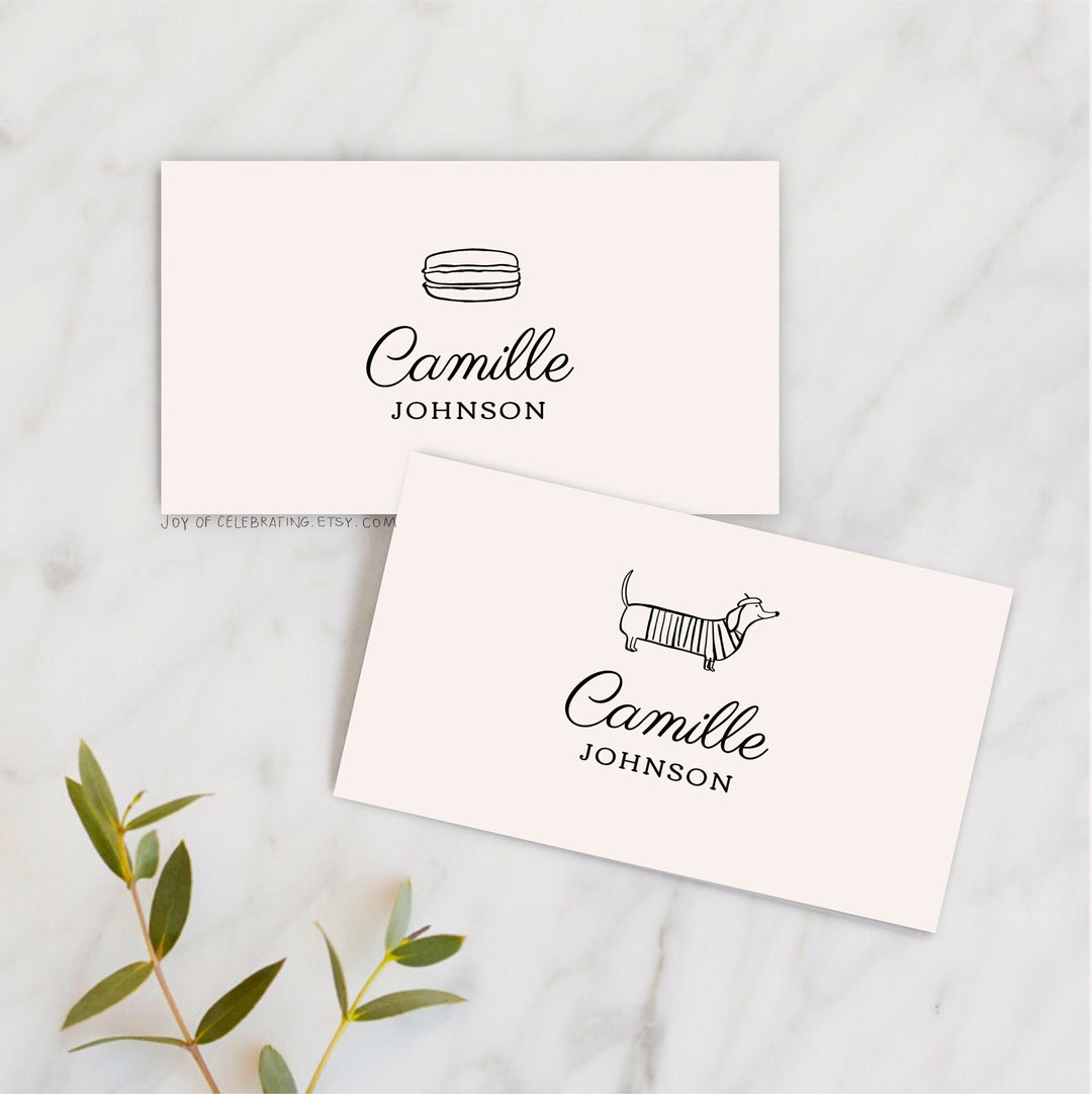 CAMILLE | French Paris Themed Name Cards, Printable Table Card ...