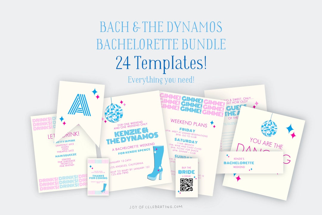 Bach & the Dynamos | Customizable Full Party Pack Templates, Mamma Mia ...