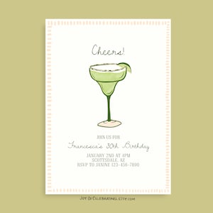 Margs | Margarita Birthday Party Invitation, Tequila Pink Green Preppy ...