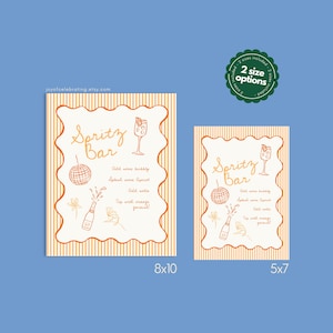 Pia | Spritz Bar Table Sign Template, Hand Drawn Spritz Hens, Bridal ...