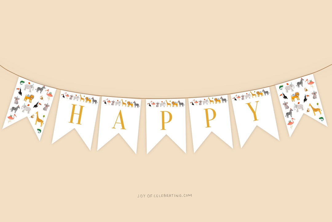 Party at the Zoo | Editable Printable Zoo Party Animal Theme Banner ...