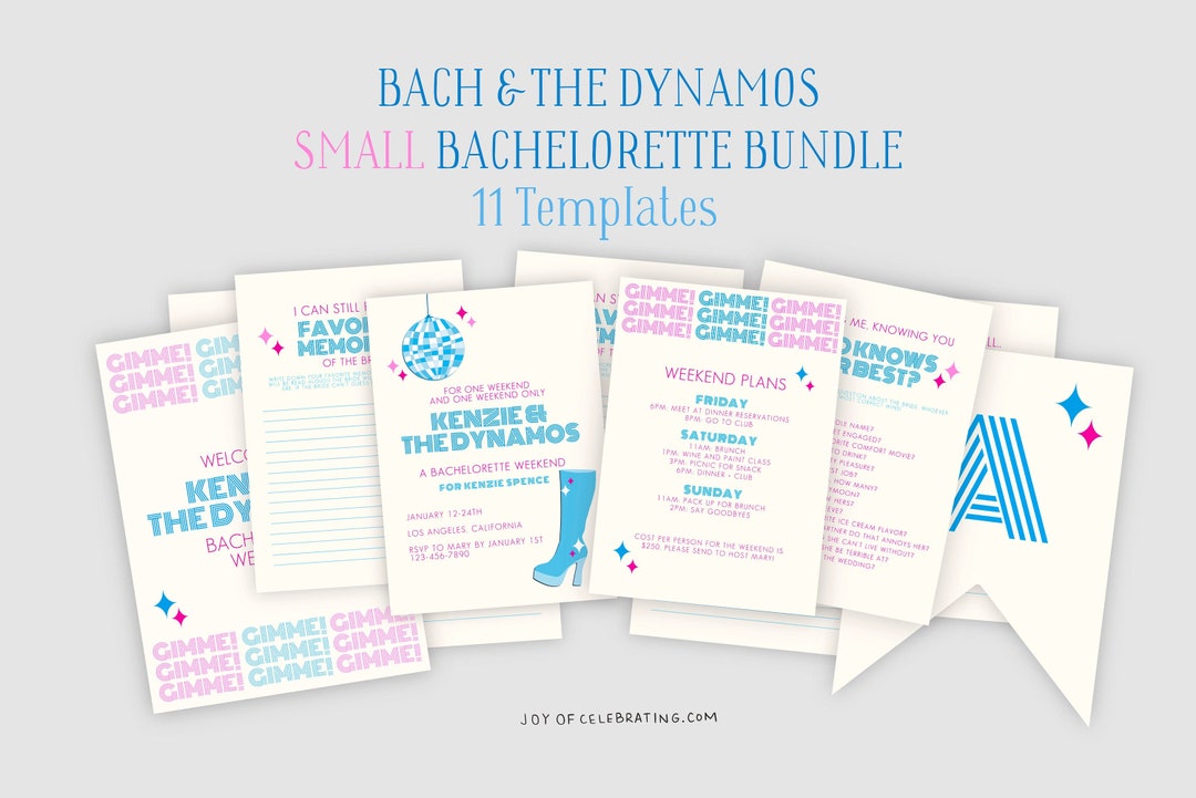 Bach & the Dynamos | Small Bachelorette Bundle, 11 Templates, Mamma Mia ...