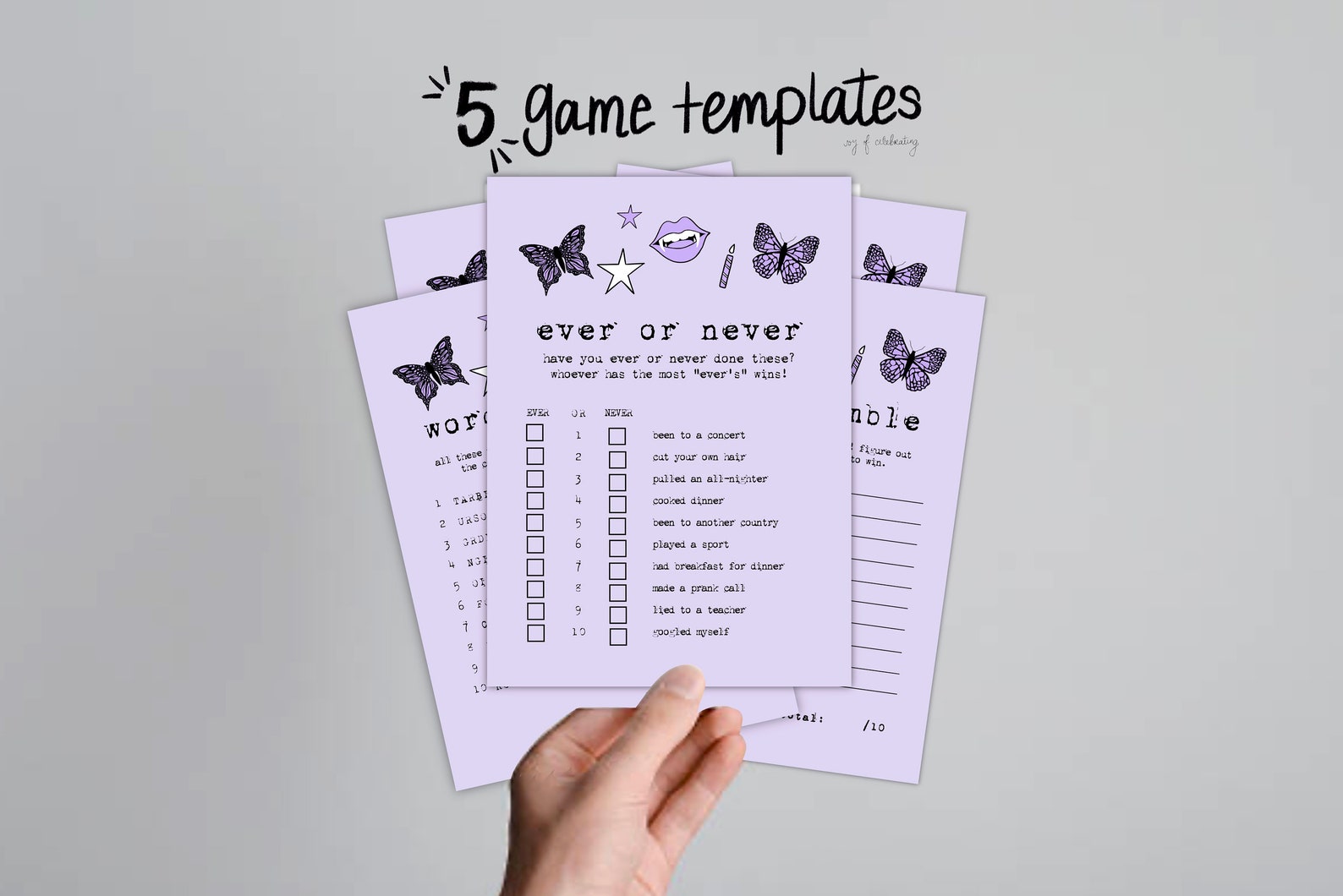 Music Themed Birthday Party Game Pack, Purple Butterfly Sticker Teen ...