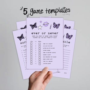 Music Themed Birthday Party Game Pack, Purple Butterfly Sticker Teen ...