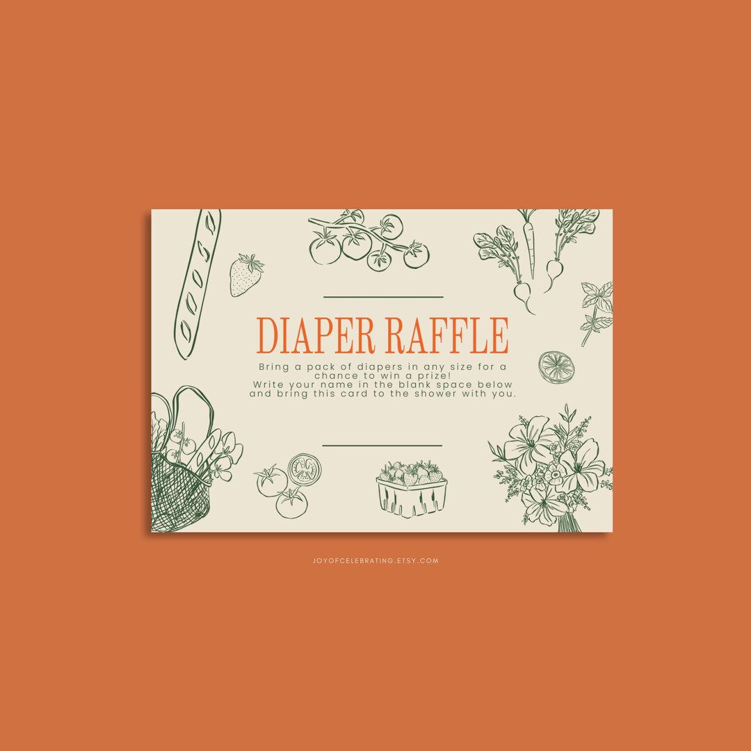 Emma | Locally Grown Diaper Raffle Card Template, Fully Customizable ...
