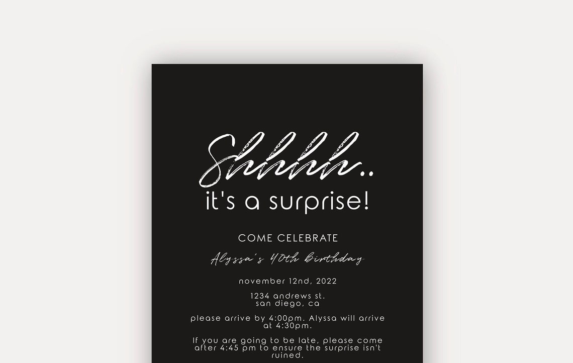Timeless Secret Surprise Party Invitation for Adult Kids or - Etsy