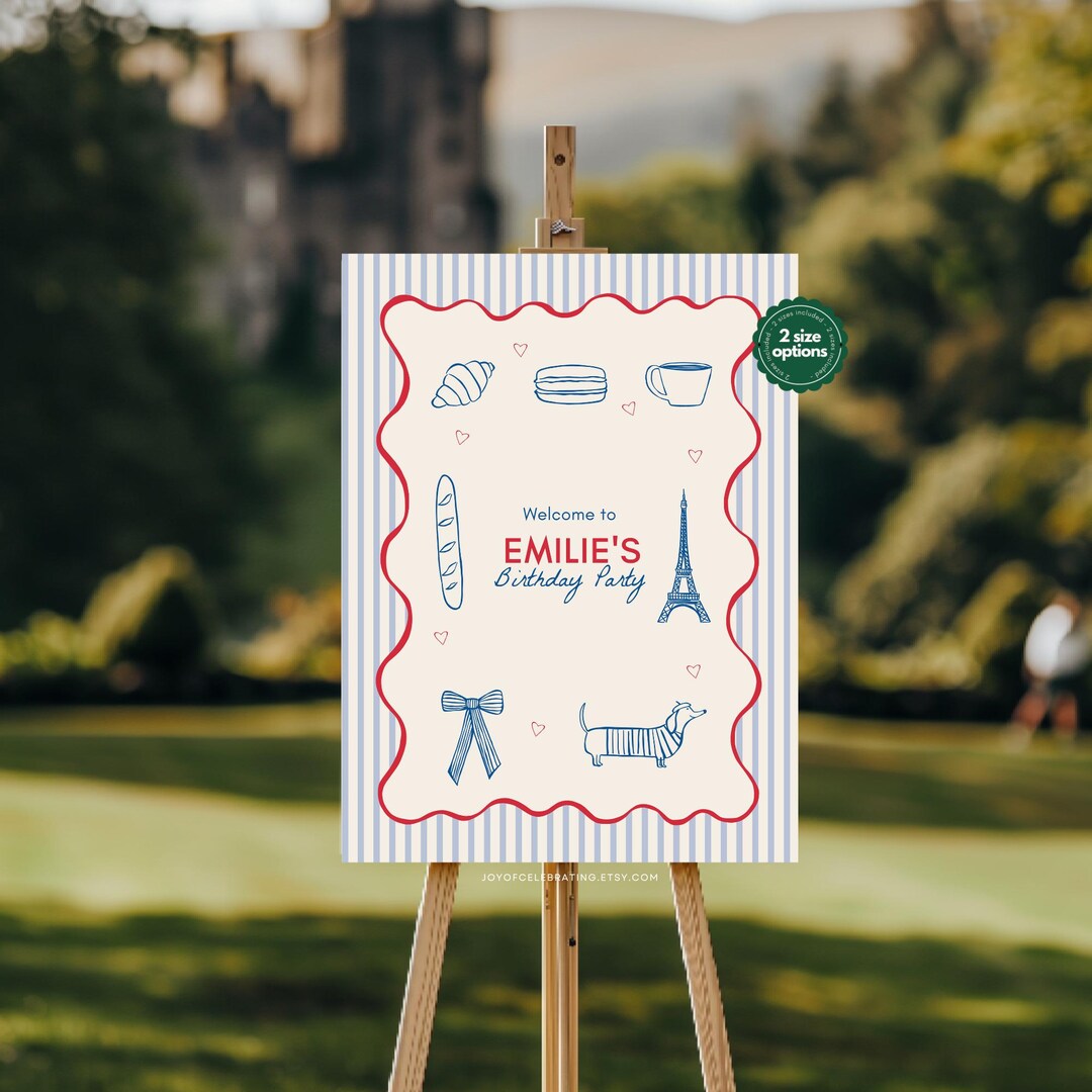 EMILIE | Minimal Paris French Themed Party Welcome Sign, Modern Simple ...