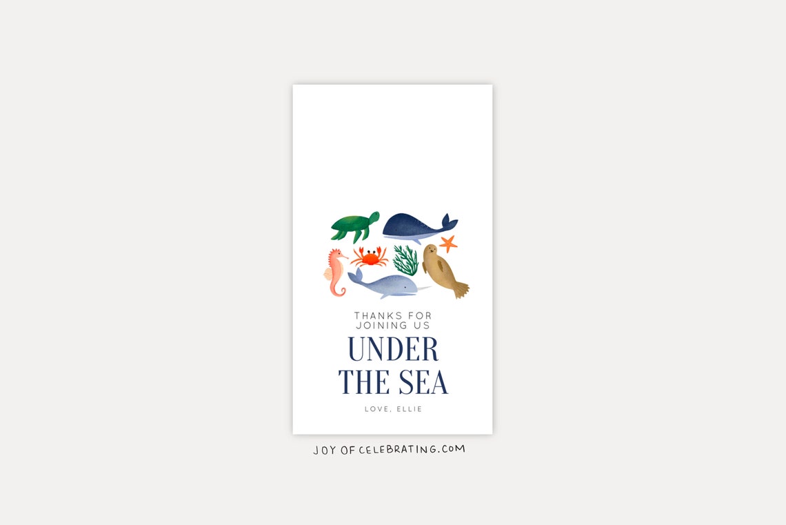 Ocean Life Editable Gift Tags Template for Minimalist Cute - Etsy