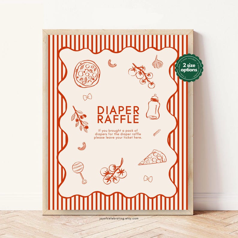 Bella | Baby Shower Diaper Raffle Table Sign Template, Customizable ...