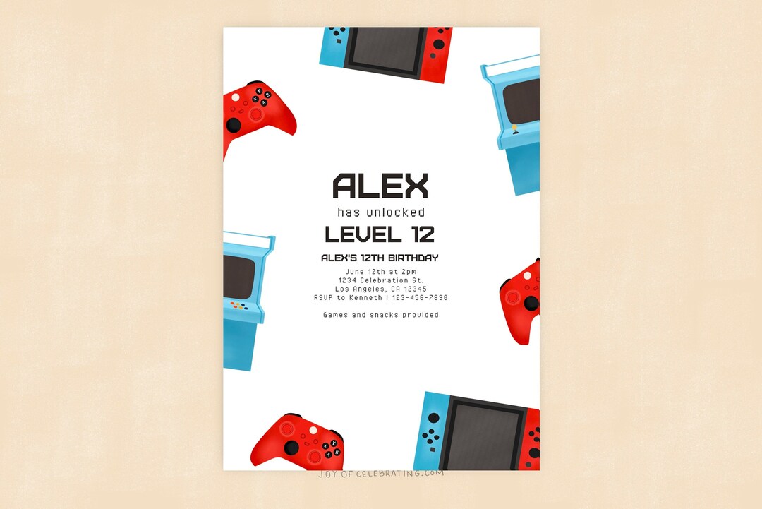 Party Gamers Minimalist Red Blue Gaming Switch Birthday Party ...