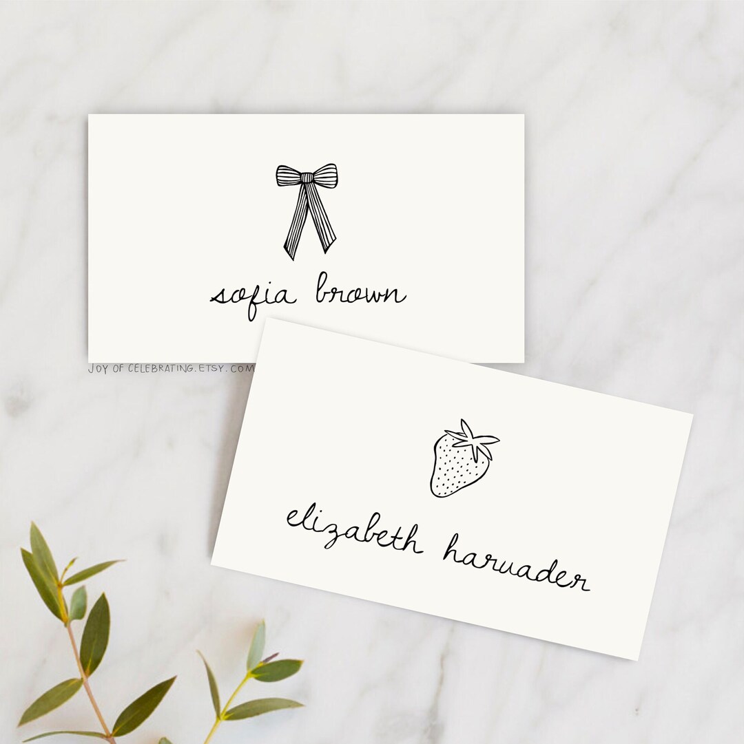 Sofia | Names Tags for Neutral Hand Drawn Scribble Style Wedding, Name ...