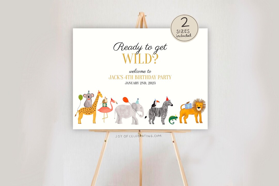 Party at the Zoo | Themed Birthday Poster for Cute Zoo Safari Animal ...