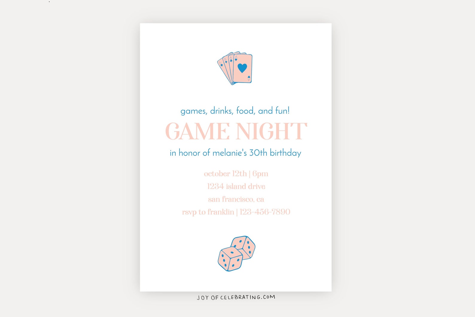 Game Night Party Template for Gaming Board Games Girls Night In ...
