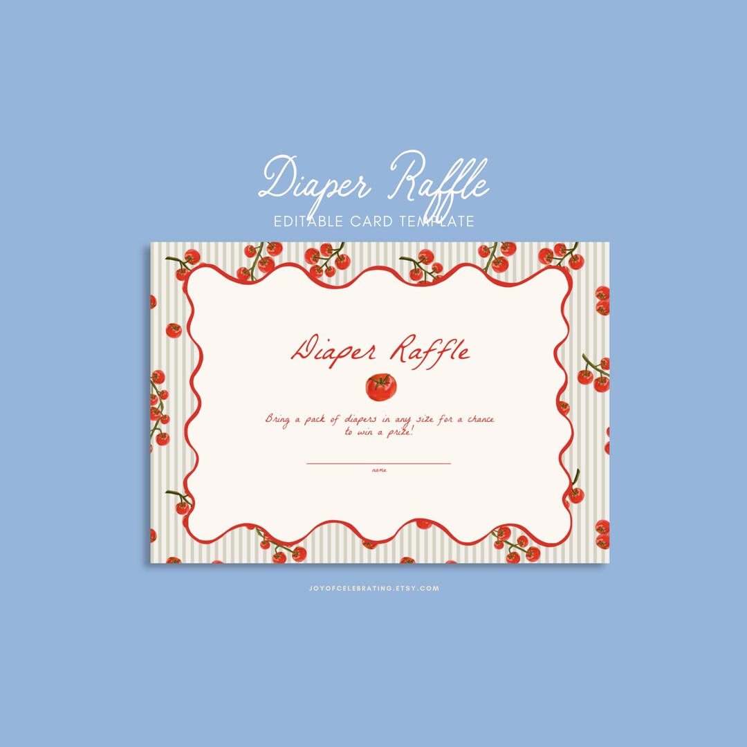 Tara | Little Tomato Diaper Raffle Card, Italian Food Baby Shower ...