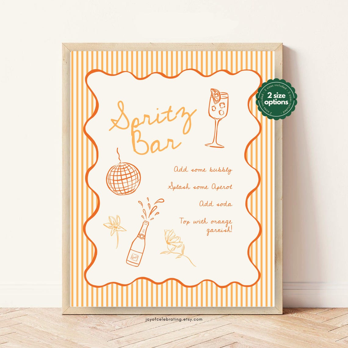 Pia | Spritz Bar Table Sign Template, Hand Drawn Spritz Hens, Bridal ...