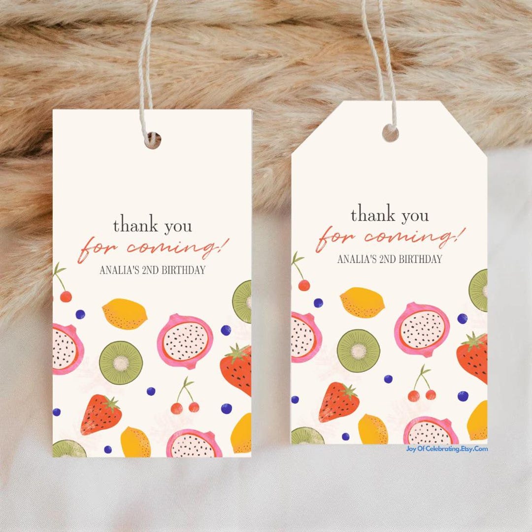 Summer Fruit | Editable Gift Tags Template for Minimalist Fruit Party ...