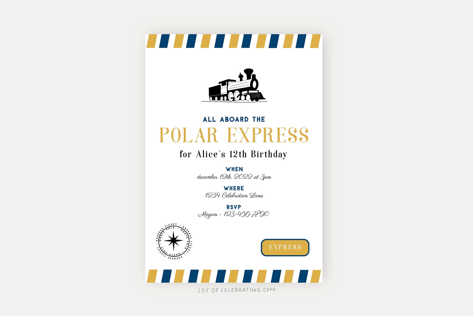 Polar Express Invite for Christmas Holiday Party Kids North - Etsy
