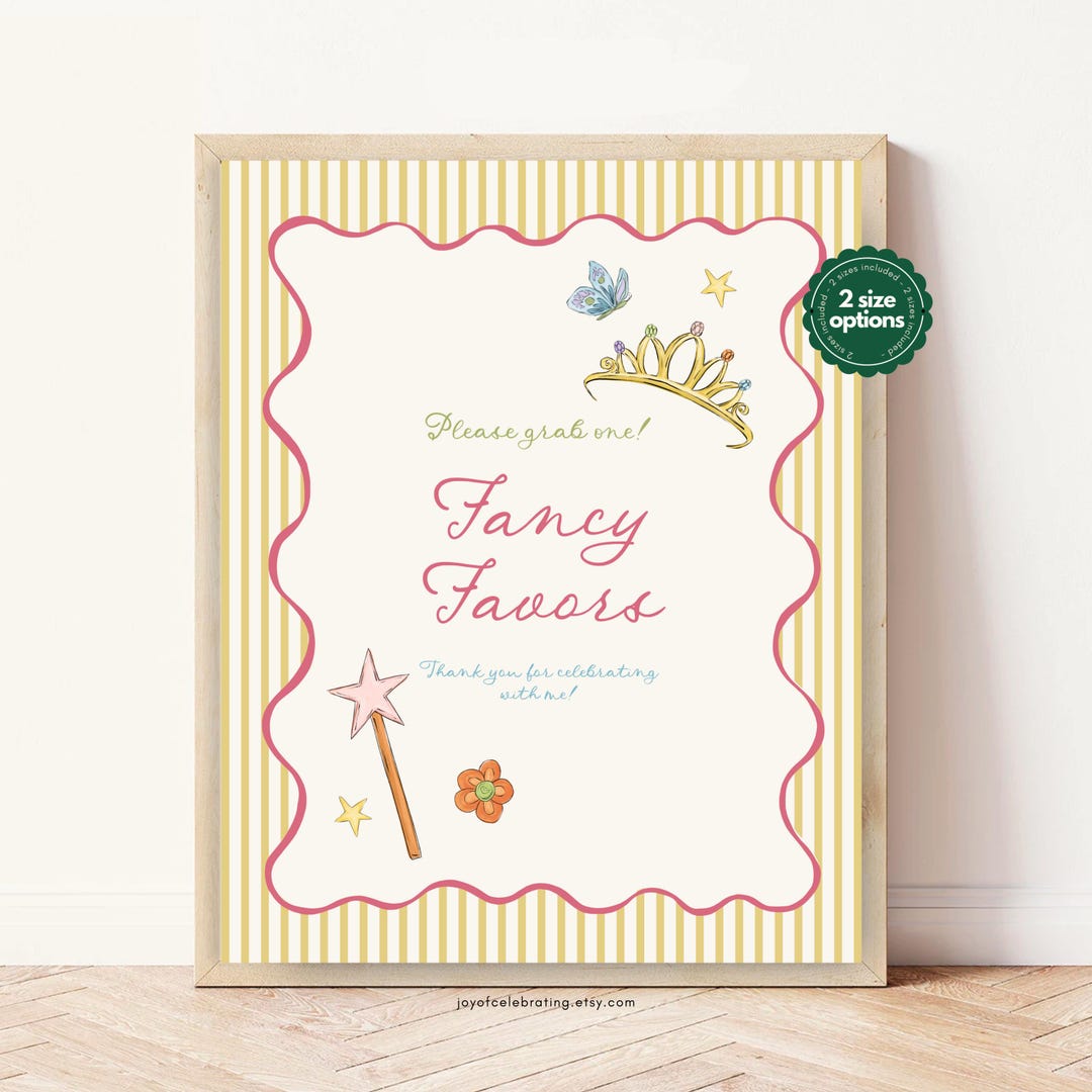 Julie | Colorful Fancy Favors Sign Template, Stripes Yellow and Pink ...